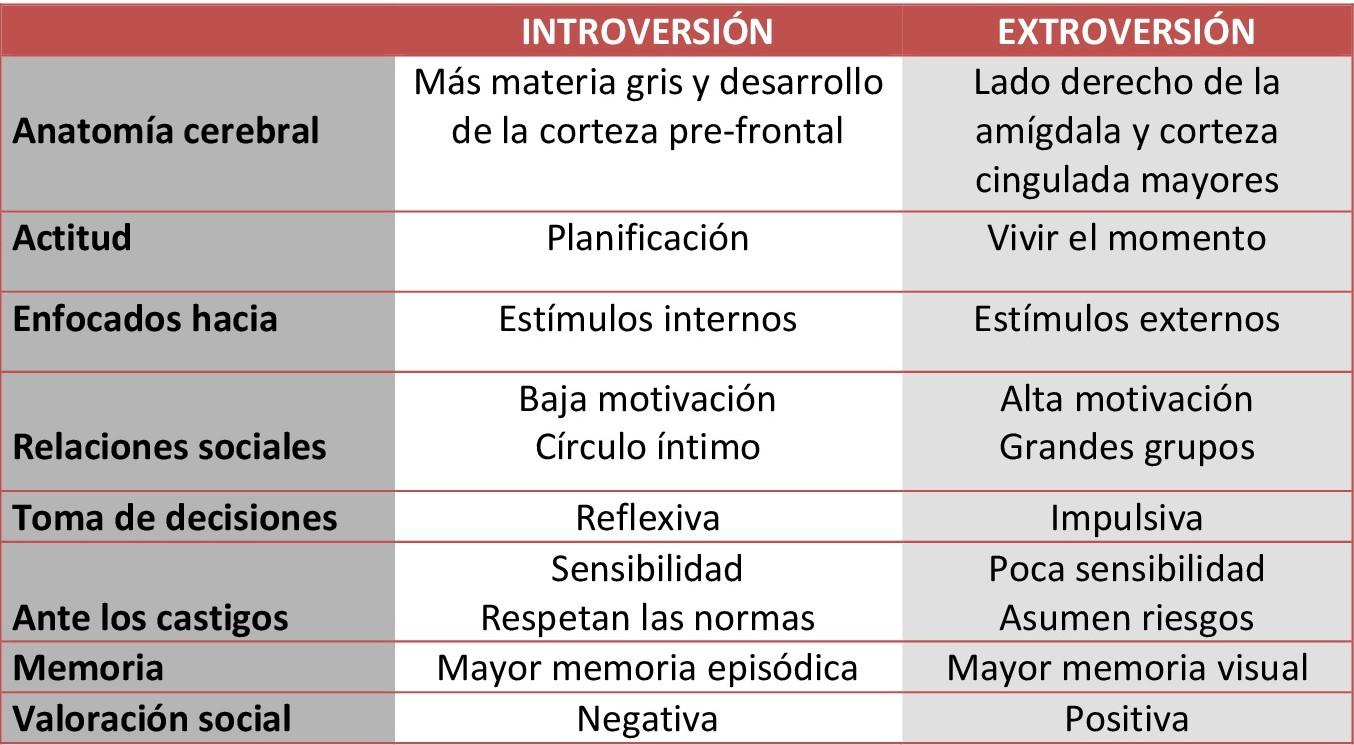 Diferencias entre INTROVERTIDO y EXTROVERTIDO