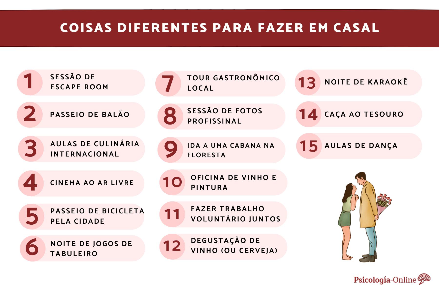 15 Coisas diferentes para fazer em casal